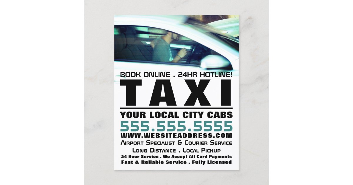 Driver, Taxi Cab Firm with Price List Flyer | Zazzle