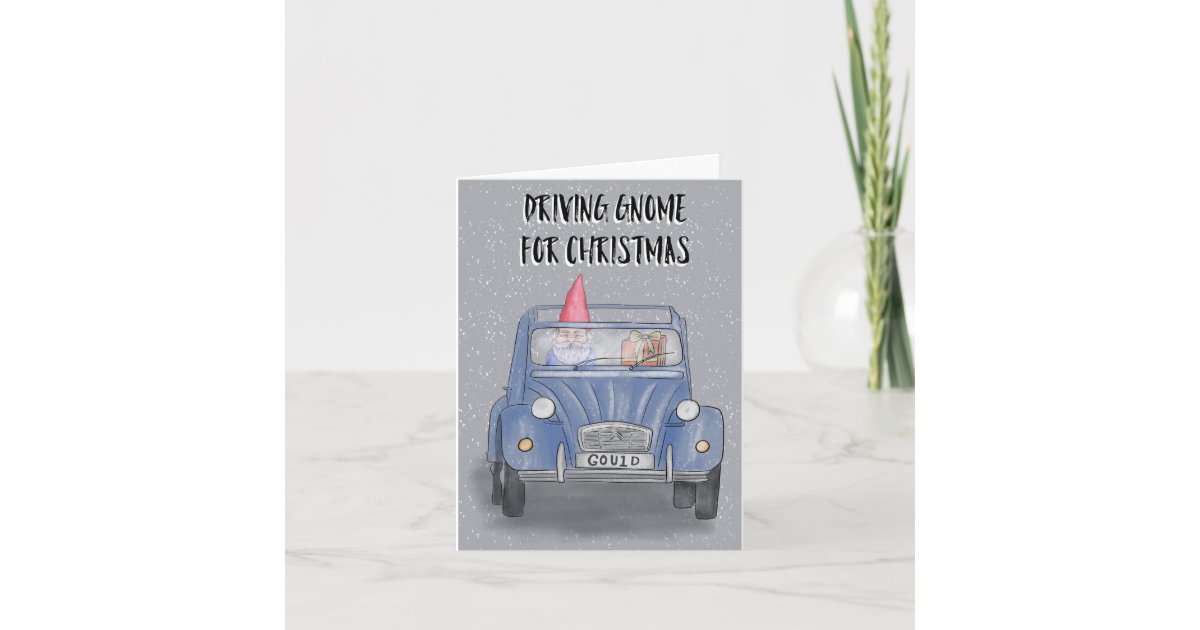 Driving Gnome for Christmas Card | Zazzle