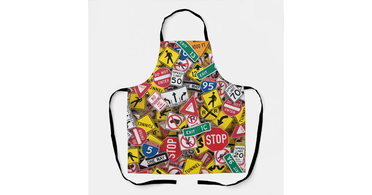 Driving Instructor Fun Road Sign Collage Apron | Zazzle
