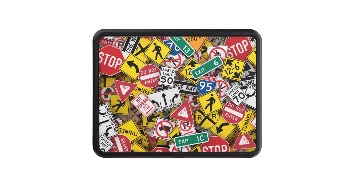 Driving Instructor Fun Road Sign Collage Hitch Cover | Zazzle