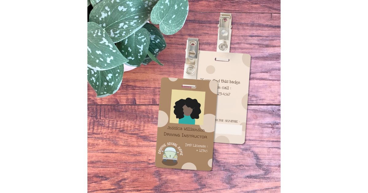 Driving Instructor Vertical Photo ID Badge | Zazzle