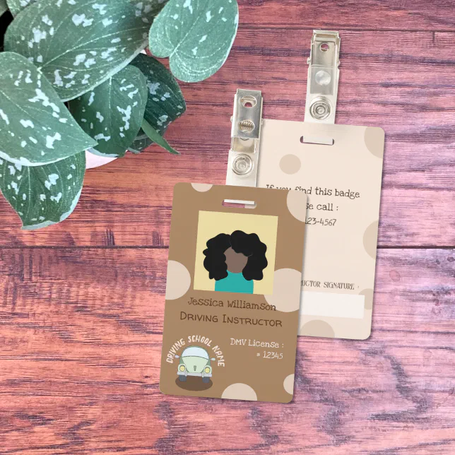 Driving Instructor Vertical Photo ID Badge | Zazzle