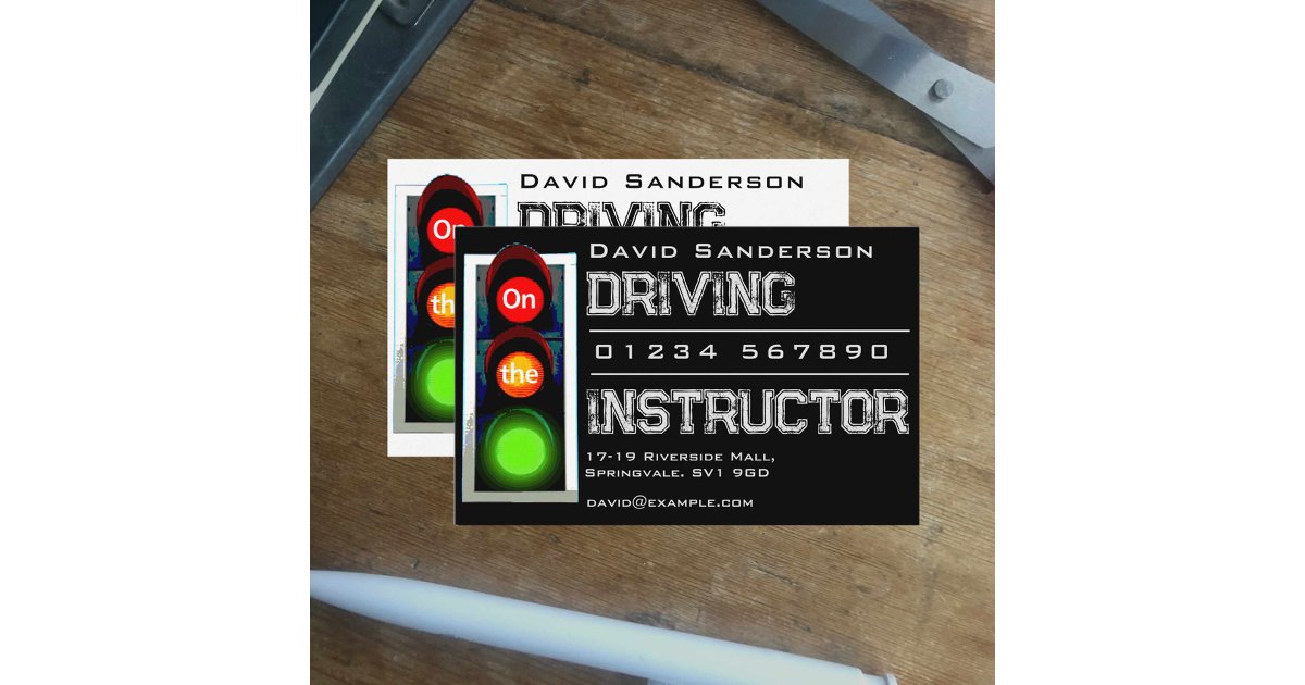 Driving Instructor with Traffic Lights Business Card | Zazzle