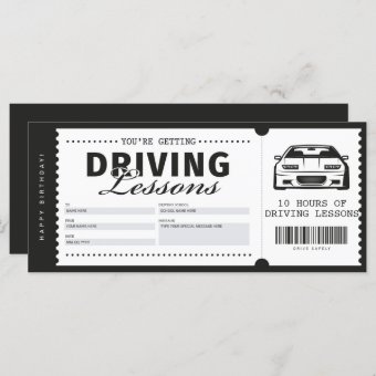 Driving Lessons Gift Ticket Voucher Certificate | Zazzle
