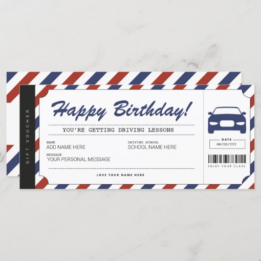 Driving Lessons Gift Ticket Voucher Certificate | Zazzle