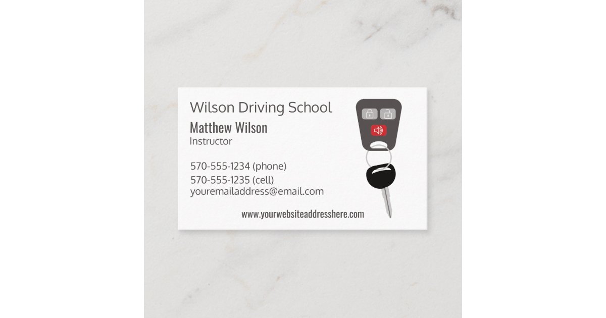 Driving School Instructor Car Keys Business Card | Zazzle