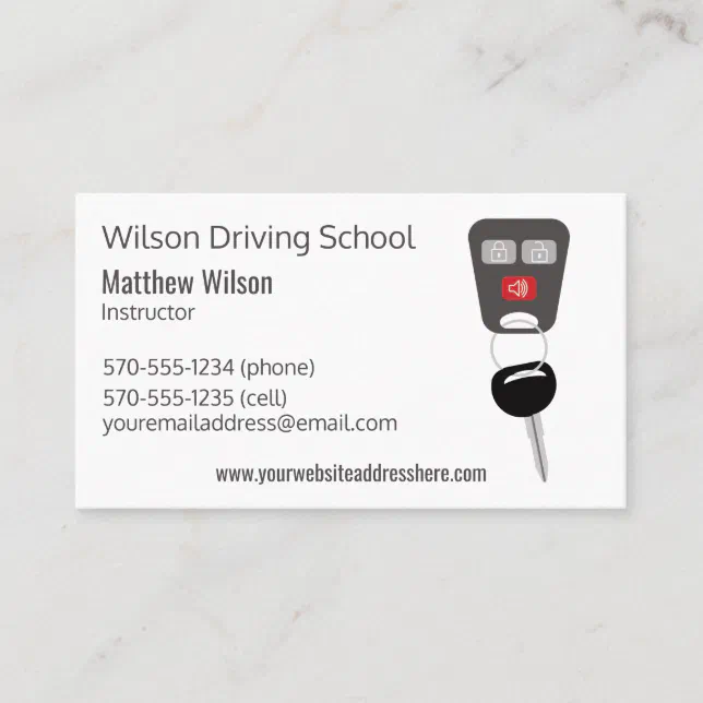 Driving School Instructor Car Keys Business Card | Zazzle