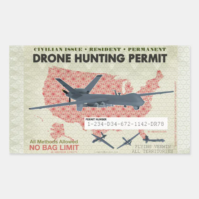 Drone Hunting Permit Stickers | Zazzle