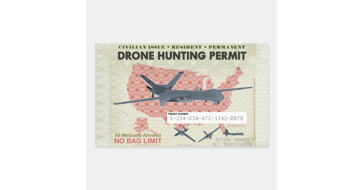 Drone Hunting Permit Stickers | Zazzle