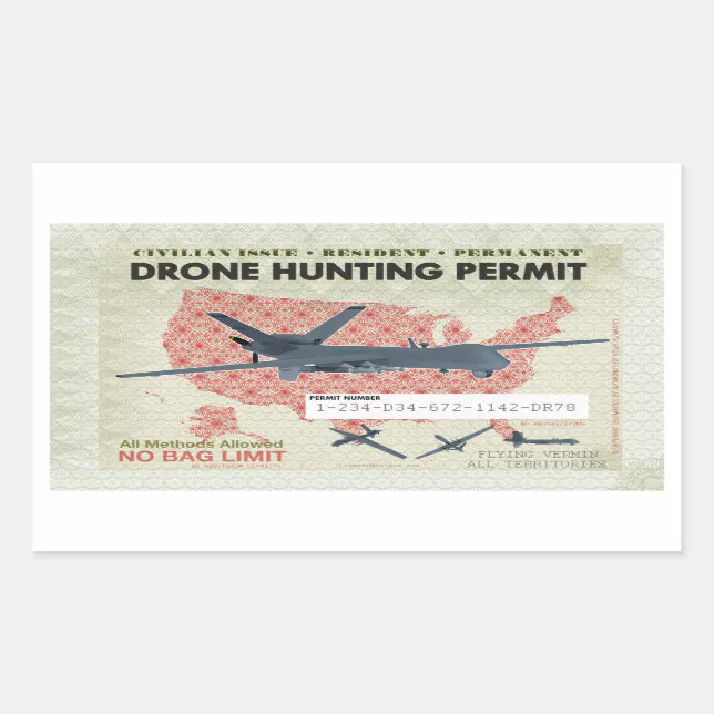 Drone Hunting Permit Stickers | Zazzle