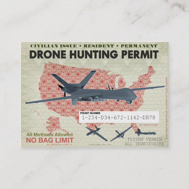 Drone Hunting Permits Business Card | Zazzle