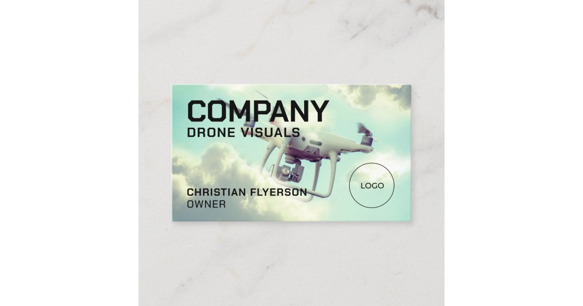 Drone in sky and logo business card | Zazzle
