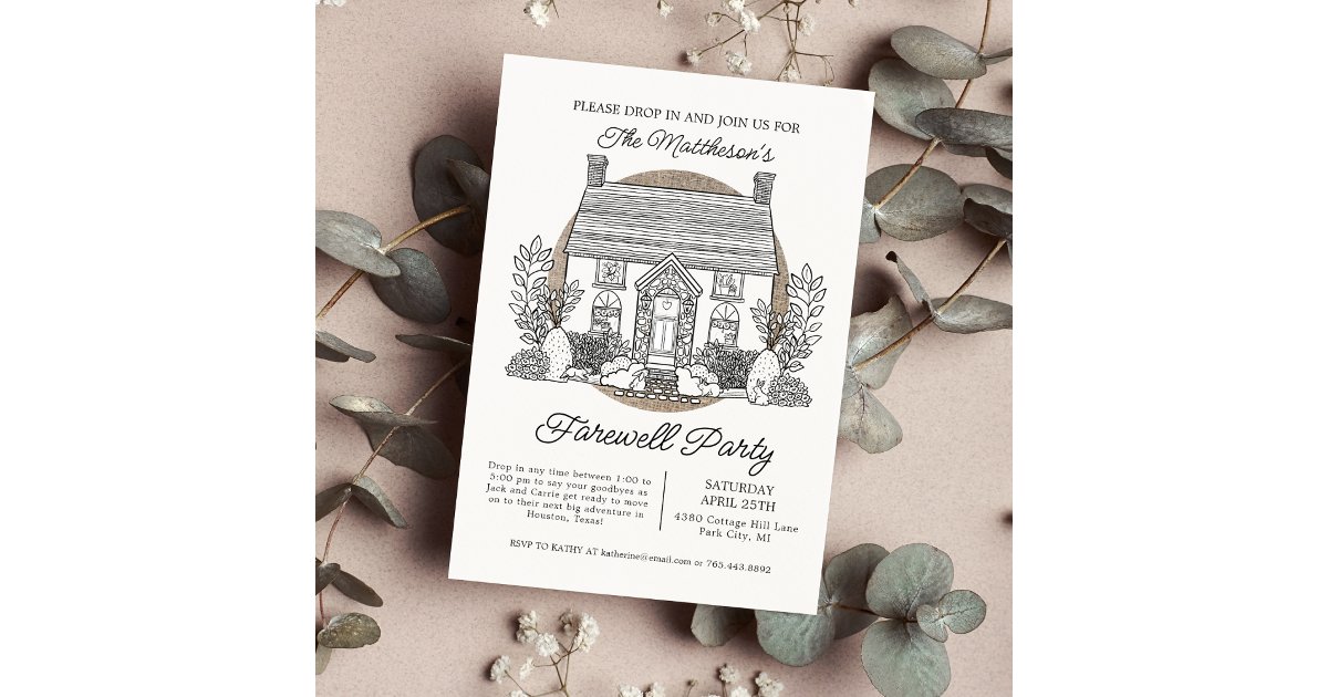 Drop In Cute House Farewell Party Invitation | Zazzle