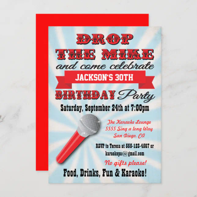 Drop the mike with this Birthday Party Invitation | Zazzle