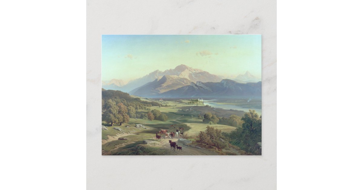 Drover on Horseback with his Cattle in a Mountaino Postcard | Zazzle