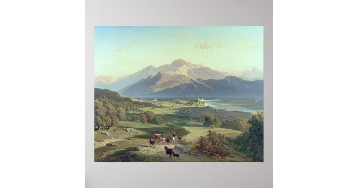 Drover on Horseback with his Cattle in a Mountaino Poster | Zazzle