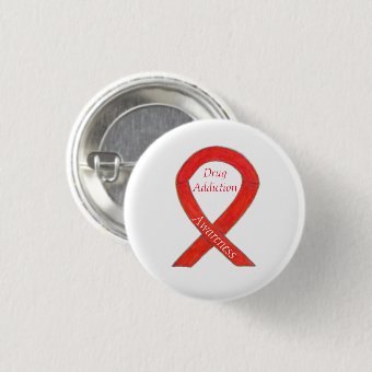 Drug Addiction Awareness Red Ribbon Custom Pin | Zazzle