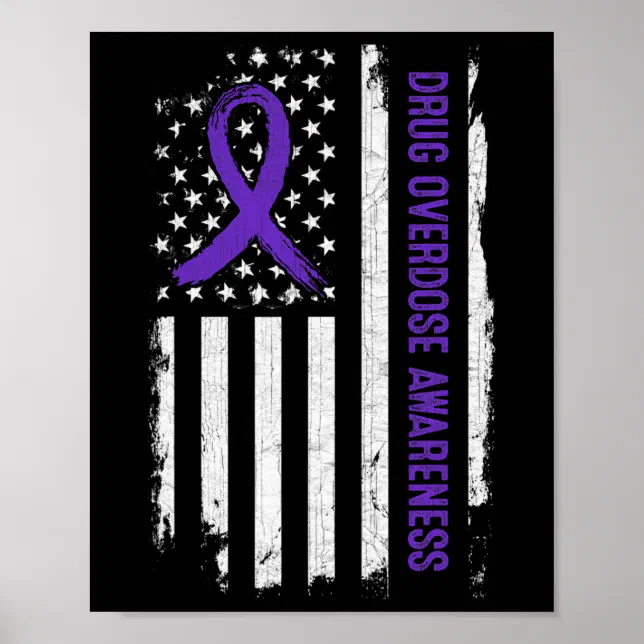 Drug Overdose Awareness American Flag - Purple Rib Poster | Zazzle