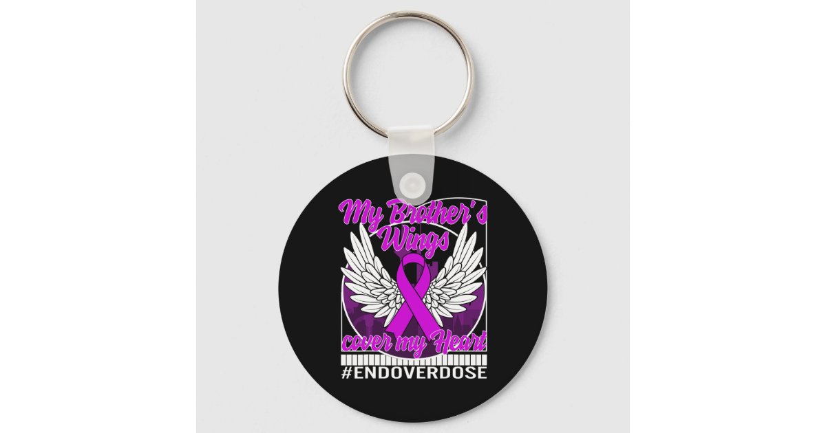 Drug Overdose Awareness My Brother's Wings Cover M Keychain | Zazzle