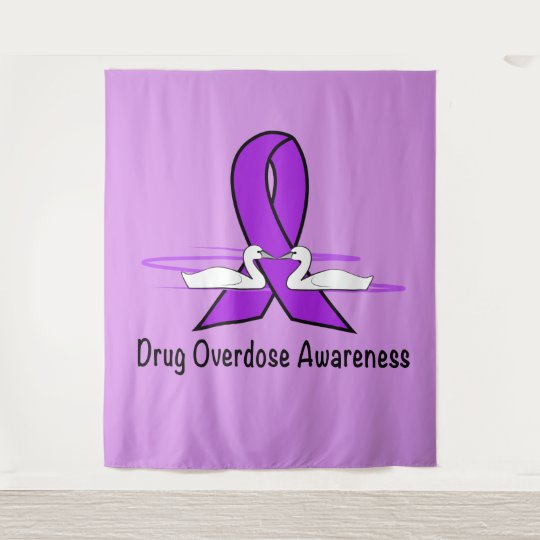 Drug Overdose Awareness with Swans and Ribbon Tapestry | Zazzle.com