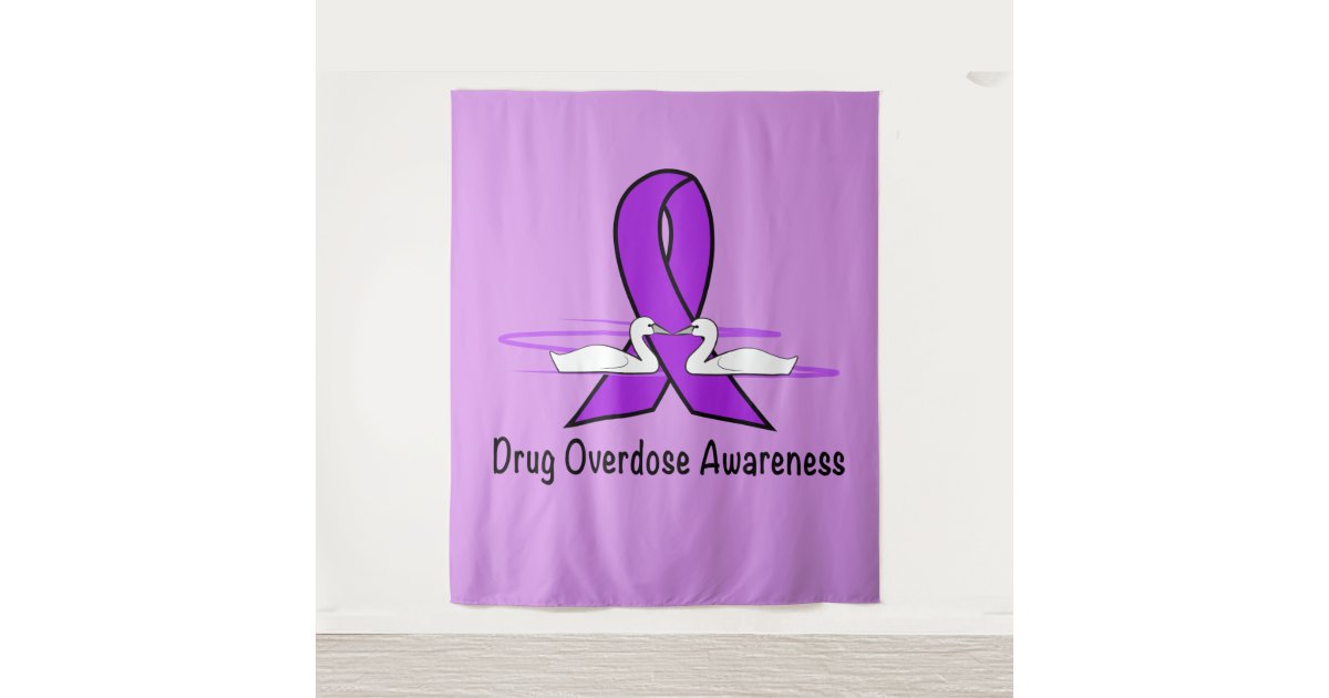 Drug Overdose Awareness with Swans and Ribbon Tapestry | Zazzle