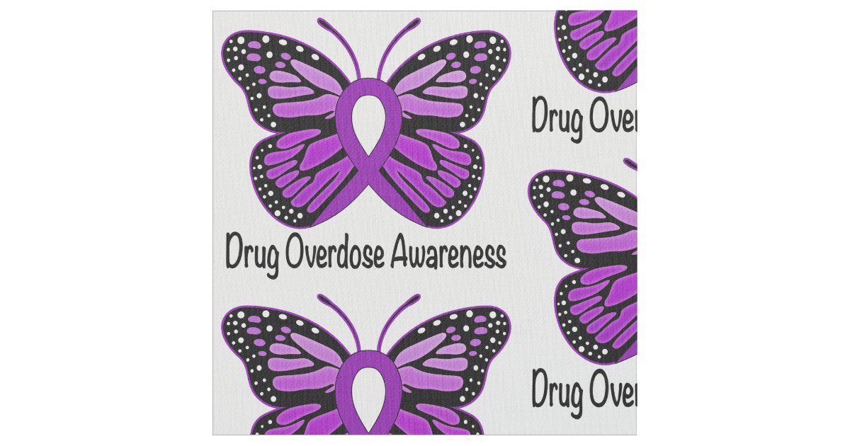 Drug Overdose Butterfly Awareness Ribbon Fabric | Zazzle