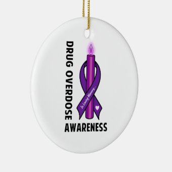 Drug Overdose: Purple Awareness Ribbon Ceramic Ornament | Zazzle