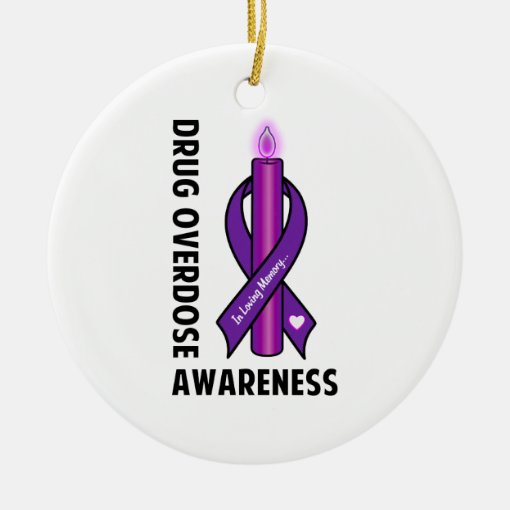 Drug Overdose: Purple Awareness Ribbon Ceramic Ornament | Zazzle