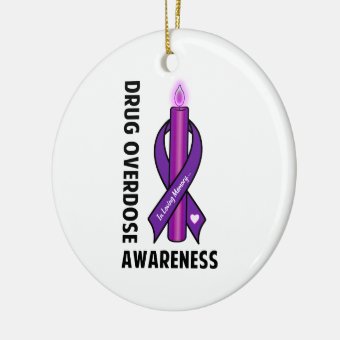 Drug Overdose: Purple Awareness Ribbon Ceramic Ornament | Zazzle