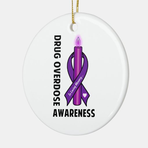 Drug Overdose: Purple Awareness Ribbon Ceramic Ornament | Zazzle