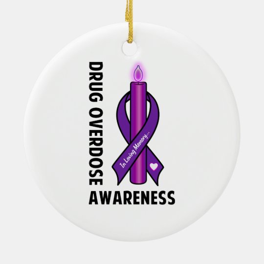 Drug Overdose: Purple Awareness Ribbon Ceramic Ornament | Zazzle.com