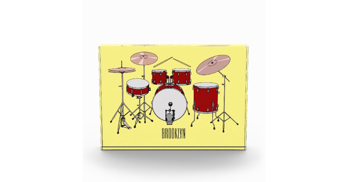 Drum kit cartoon illustration photo block | Zazzle