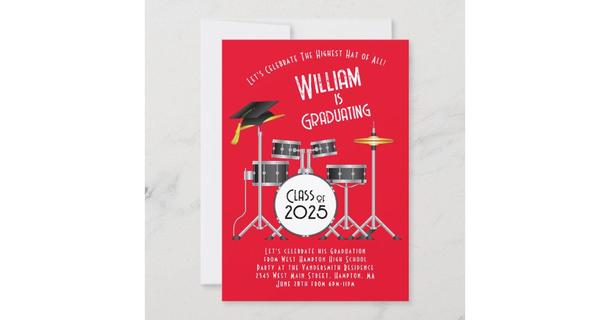 Drum Set Graduation Party Invitation | Zazzle