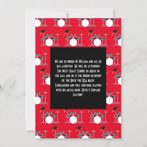 Drum Set Graduation Party Invitation | Zazzle