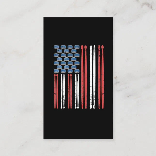 Drum Sticks American Flag Drumming Percussion Business Card | Zazzle