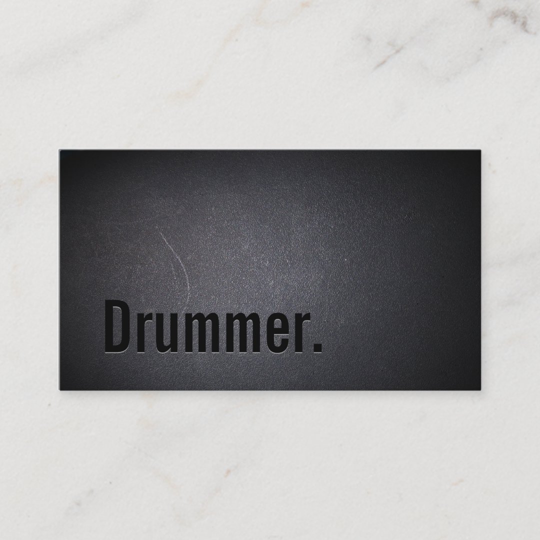 Drummer Bold Text Minimalist Cool Black Business Card | Zazzle