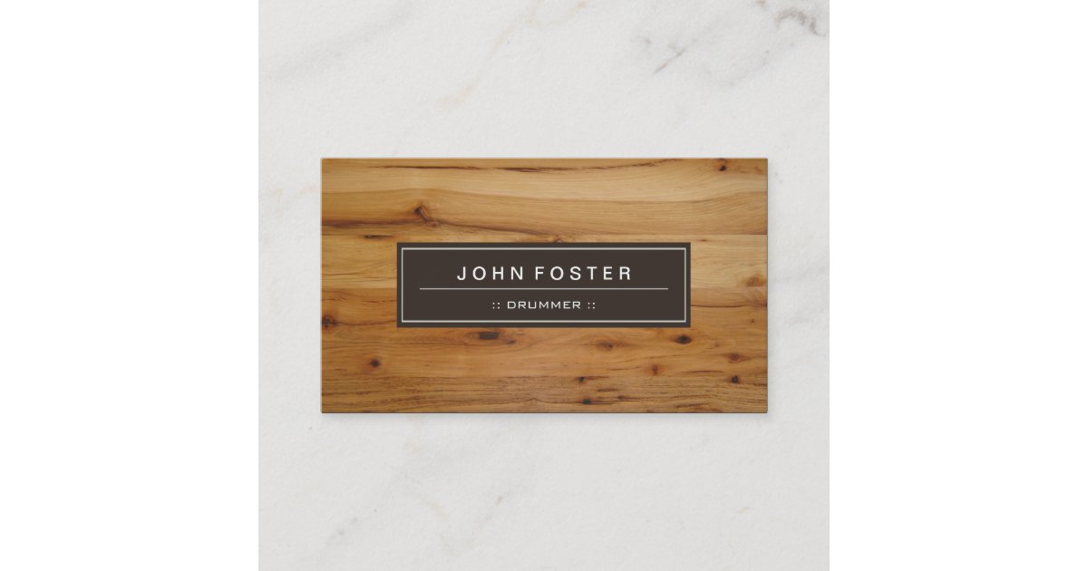 Drummer - Border Wood Grain Business Card | Zazzle