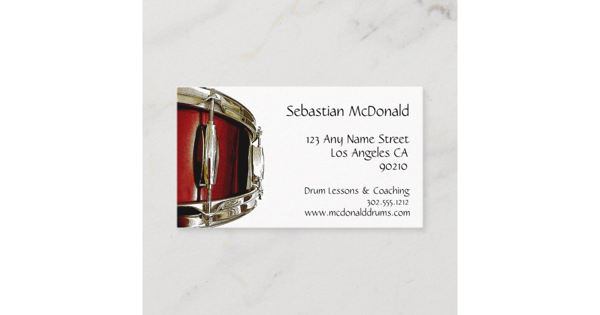 Drummer Business Card Percussion Business Card | Zazzle