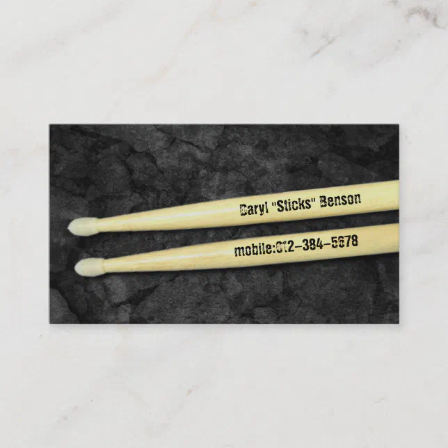 Drummer Drumsticks Grunge Musician Business Card | Zazzle