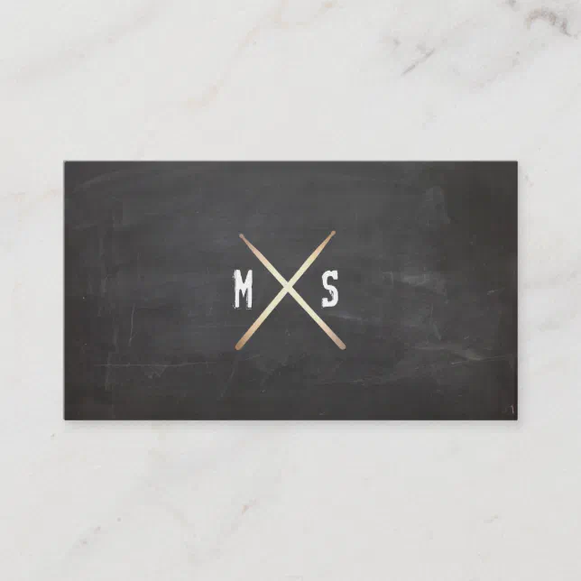 Drummer Grunge and Gold Drumsticks Black Business Card | Zazzle