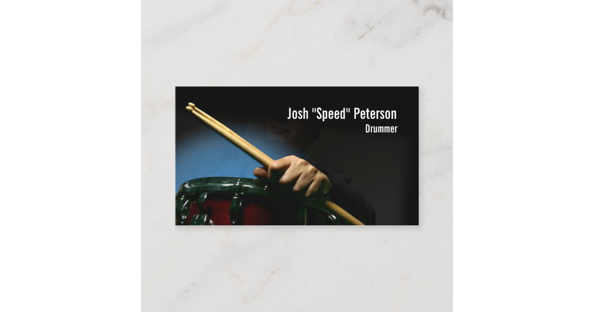 Drummer Holding Drumsticks Blue Business Card | Zazzle