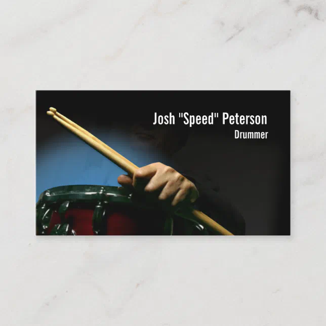Drummer Holding Drumsticks Blue Business Card | Zazzle