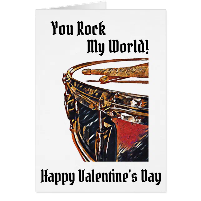 Drummer Valentine Card Musician Snare Drum Card | Zazzle