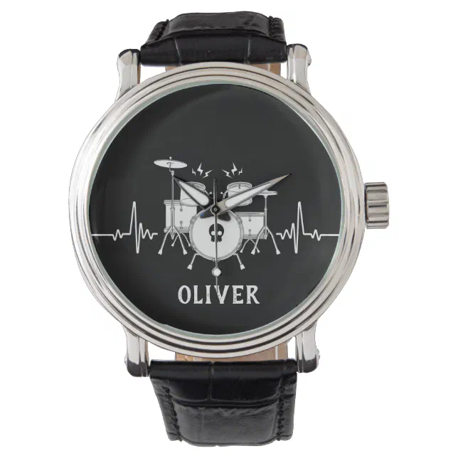 Drummer with Custom Name - Watch | Zazzle