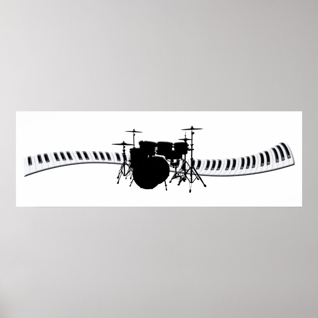 Drums and Piano keyboard banner Poster | Zazzle