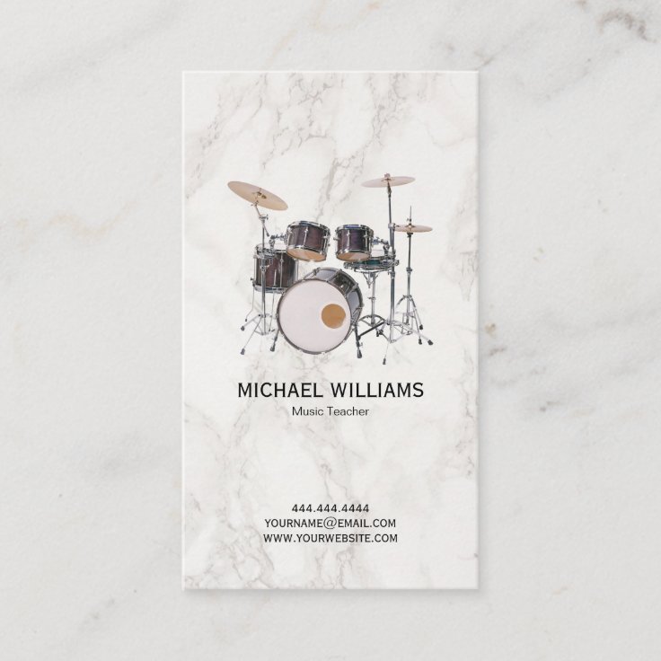 Drums Music Teacher | Stylish Drummer Business Card | Zazzle