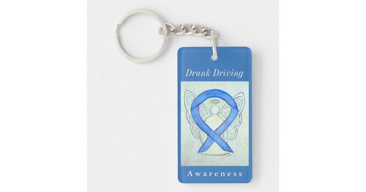 Drunk Driving Awareness Ribbon Angel Keychain | Zazzle