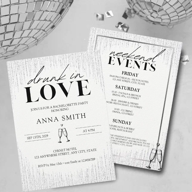 Drunk in Love Bachelorette Party Weekend Invitation | Zazzle