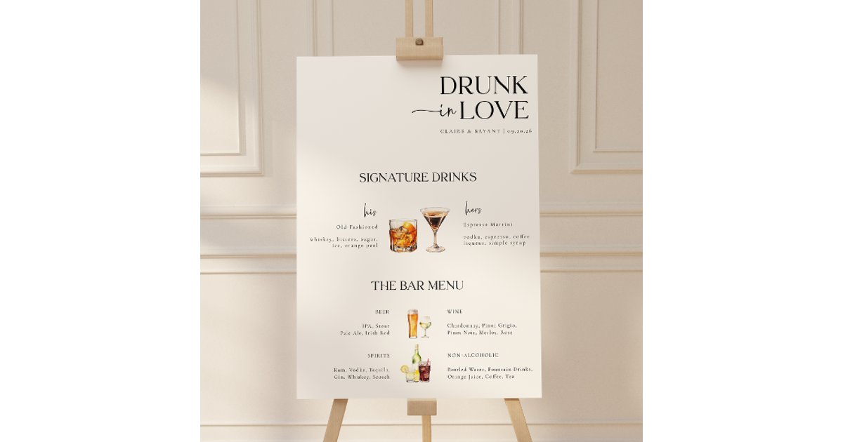 Drunk in Love Wedding Bar Sign | Zazzle