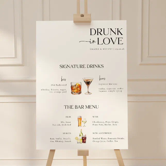 Drunk in Love Wedding Bar Sign | Zazzle